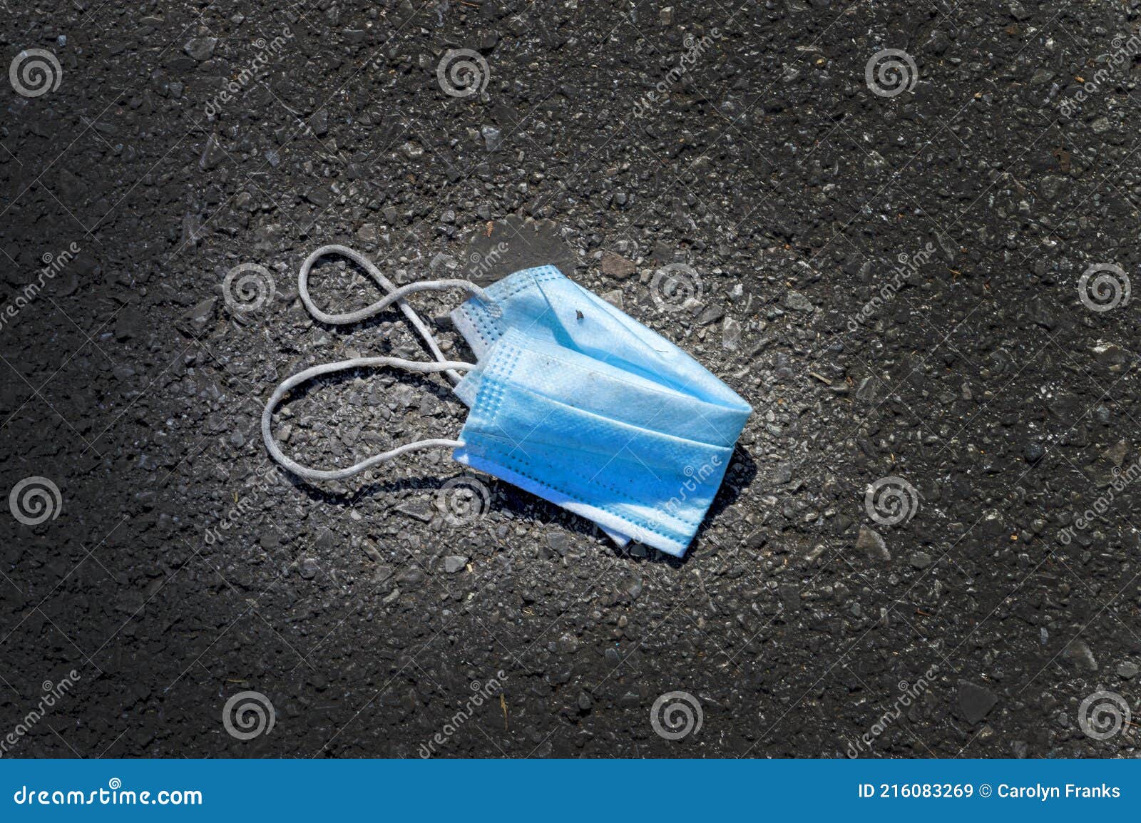 Blue Paper Mask Discarded on Cement Stock Image - Image of disposing ...