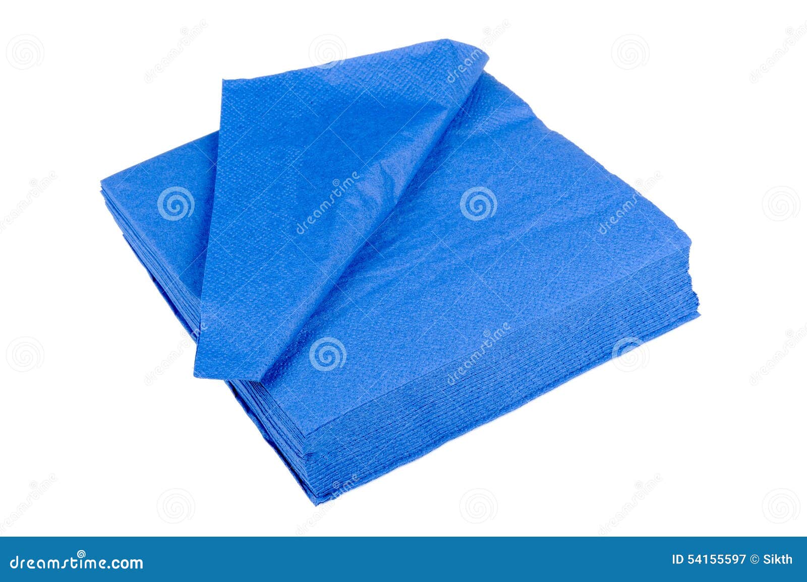 Blue Paper Napkins Isolated on White Background Stock Image - Image of ...