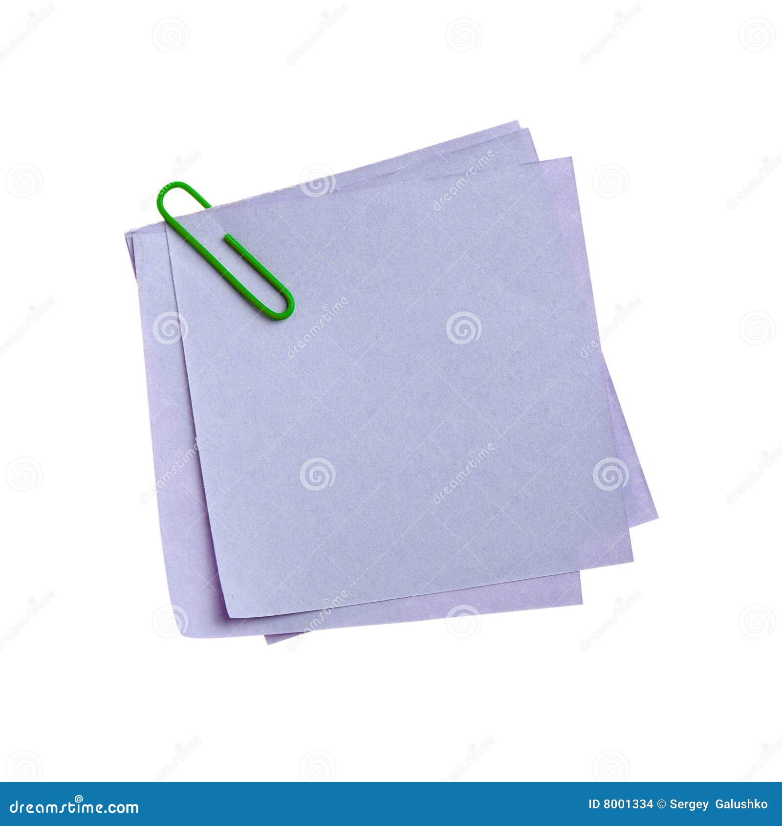 Blue Paper Note with Green Clinch Stock Photo - Image of message, green ...