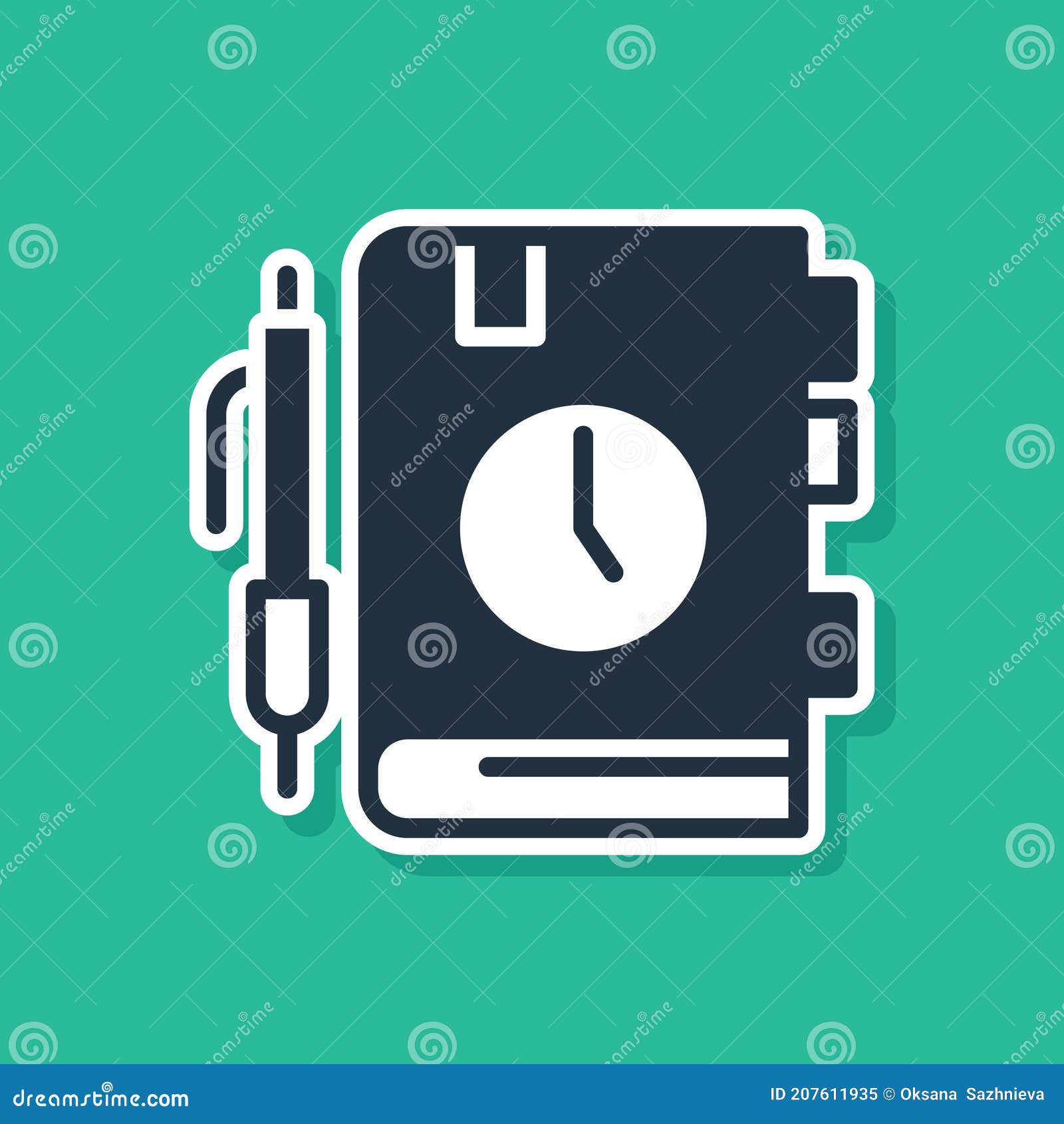Blue daily Paper Notepad Icon Isolated on Green Background. Vector ...
