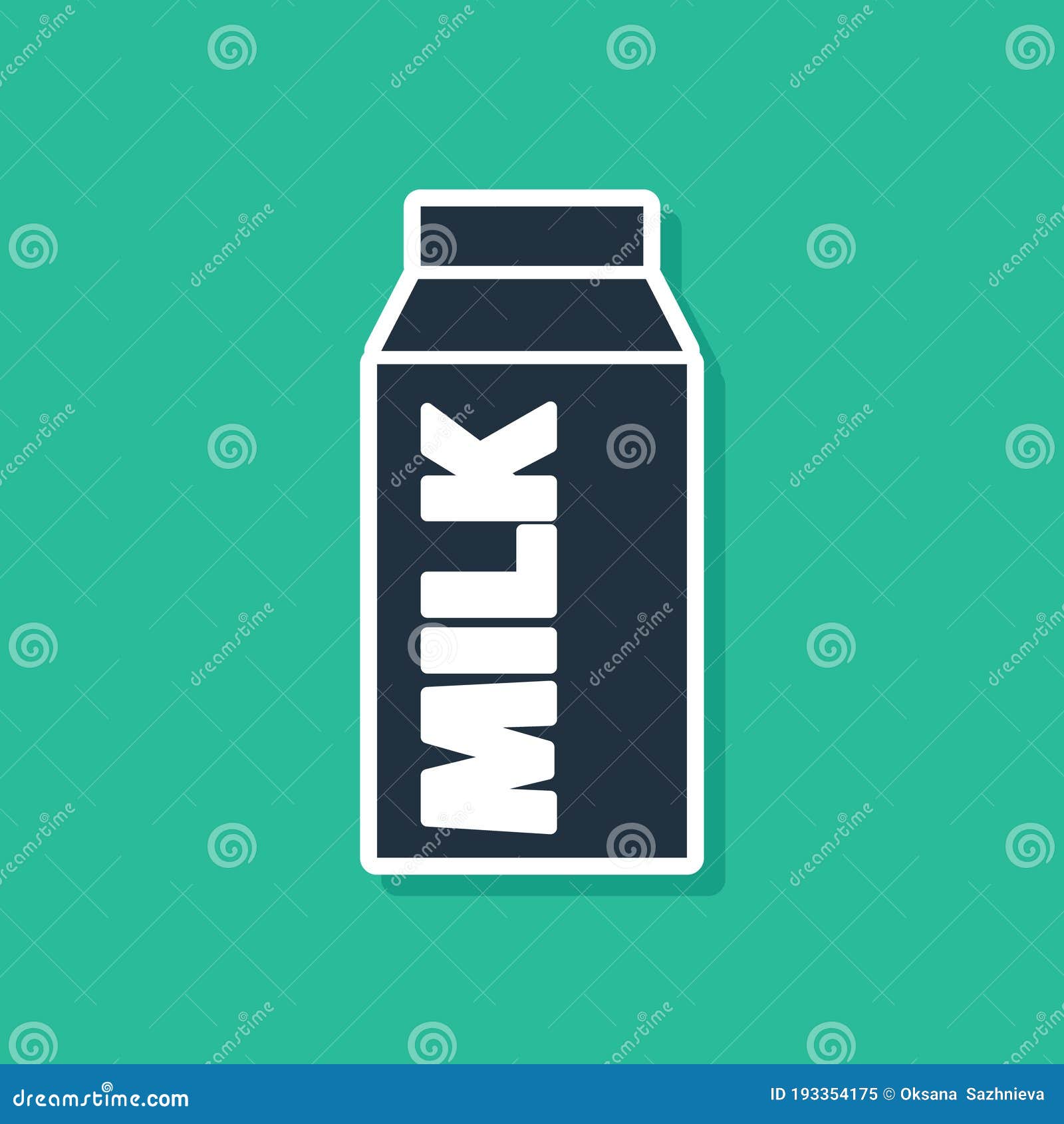 Blue Paper Package for Milk Icon Isolated on Green Background. Milk ...