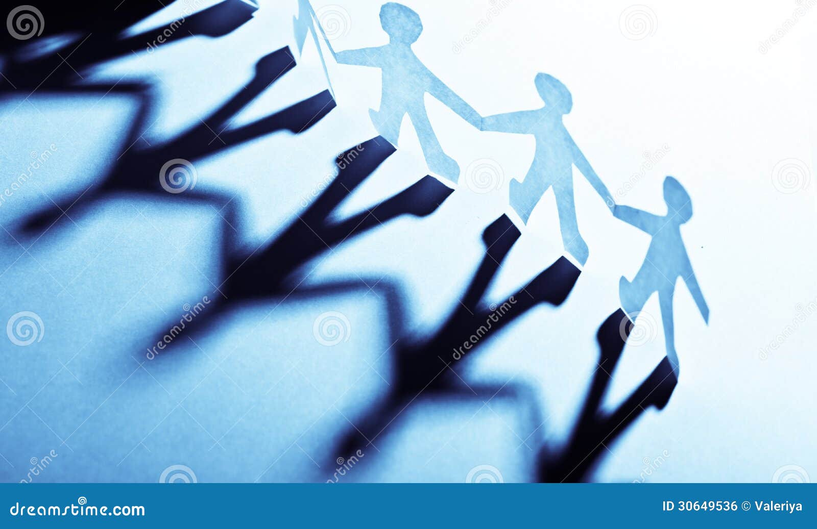 Blue Paper People in Teamworking Concept Stock Photo - Image of family ...