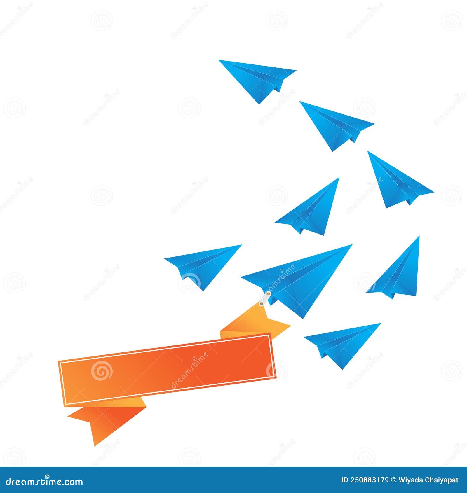 Blue Paper Plane with Ribbon Label Stock Illustration - Illustration of ...