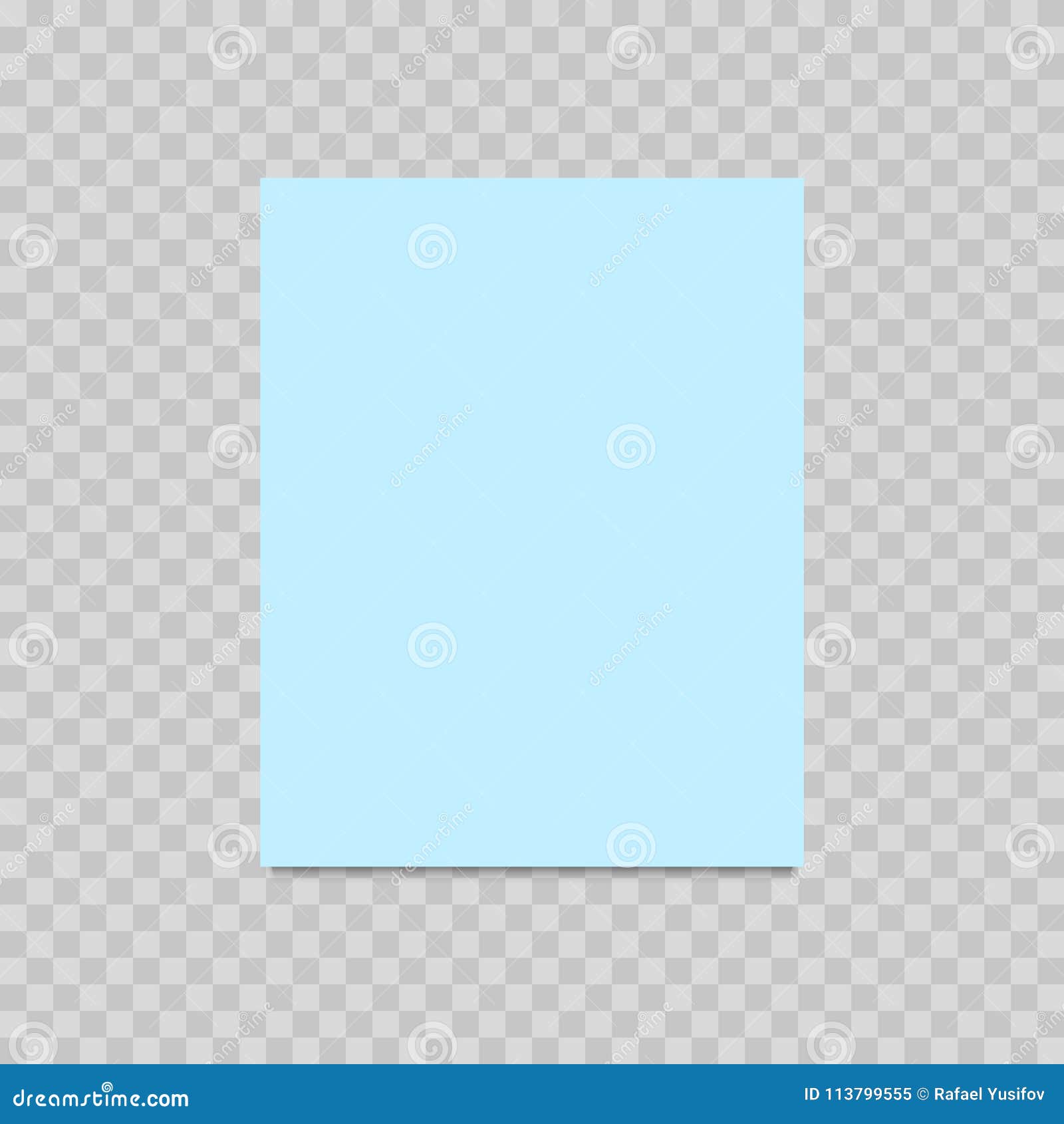 Blue Paper Sheet on Transparent Background. Vector. Stock Vector ...