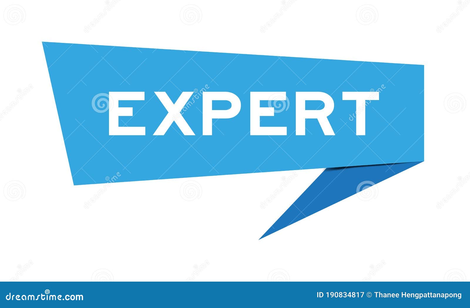 Blue Speech Banner with Word Expert on White Background Stock Vector ...