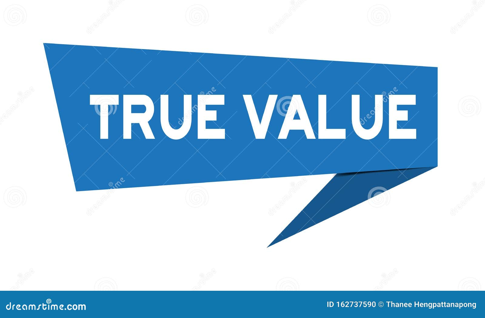 Blue Paper Speech Banner with Word True Value on White Background ...