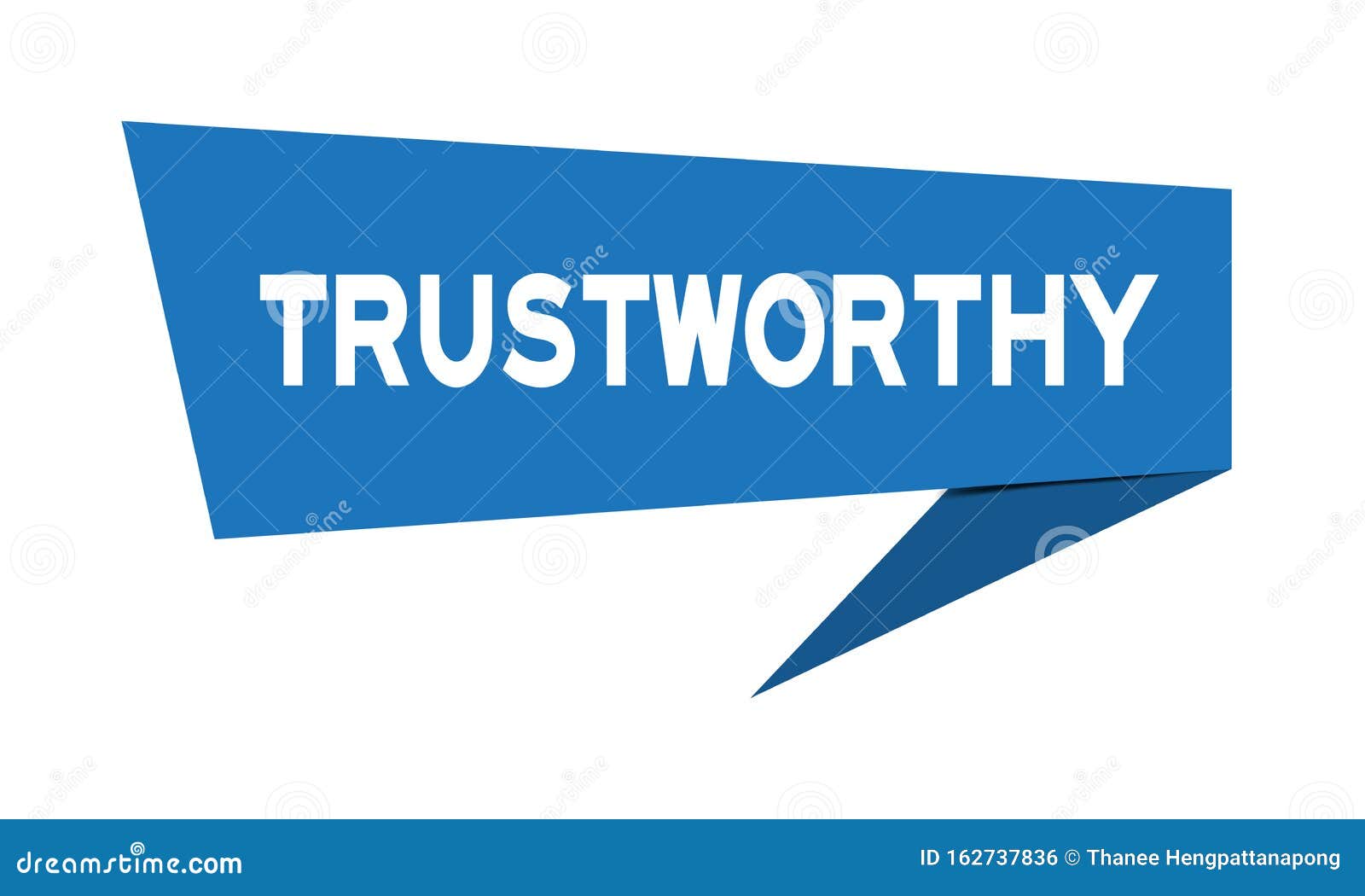 Blue Paper Speech Banner with Word Trustworthy on White Background ...