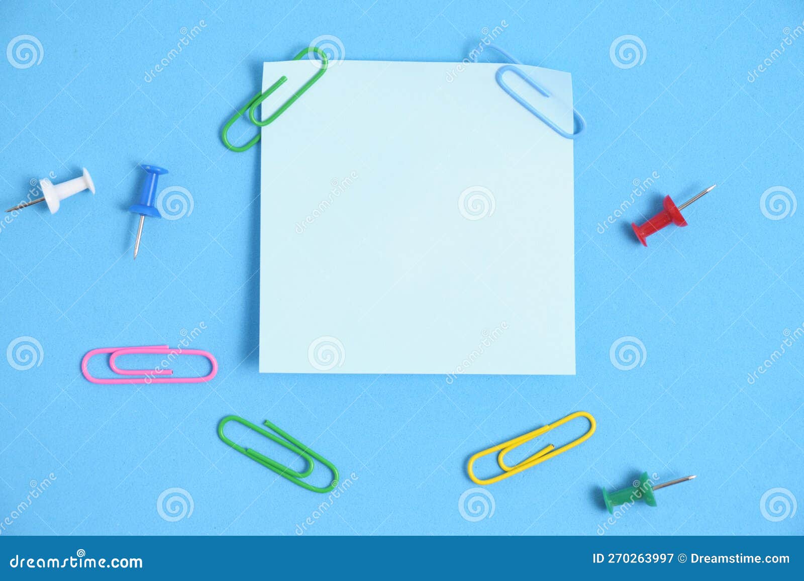 Blue Paper Stickers for Writing Notes on a Blue Background. Stock Image ...
