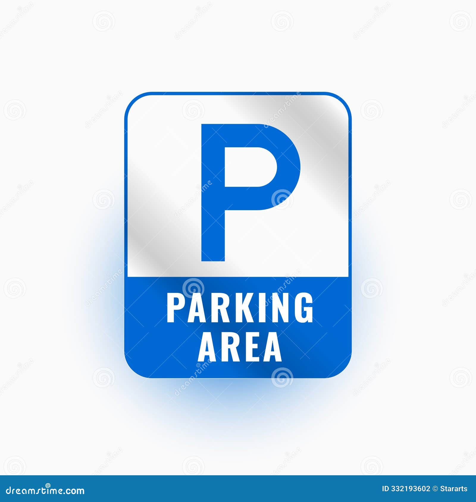 Blue Parking Area Sign on White Background Stock Vector - Illustration ...