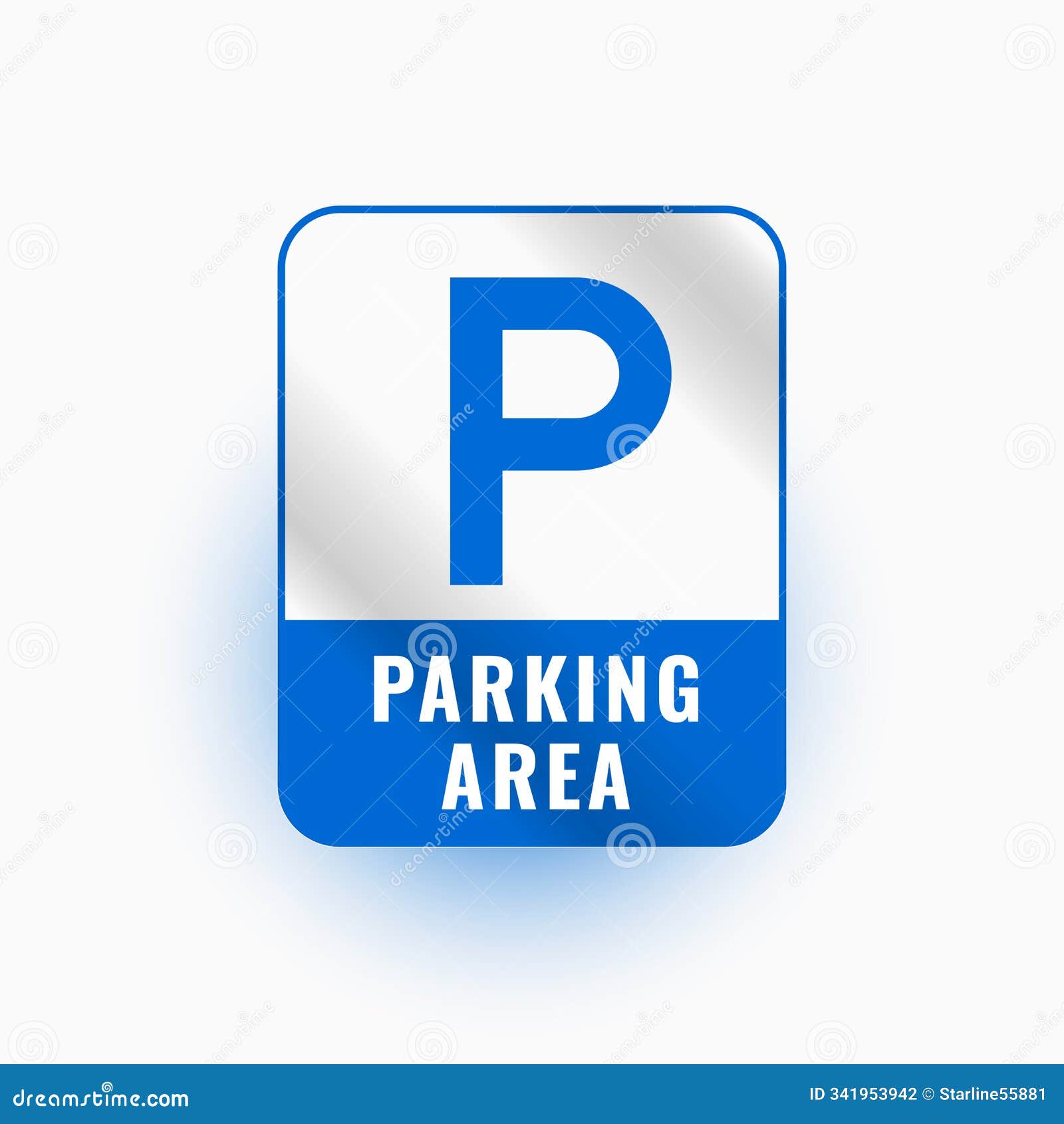 Blue Parking Area Sign on White Background Stock Vector - Illustration ...