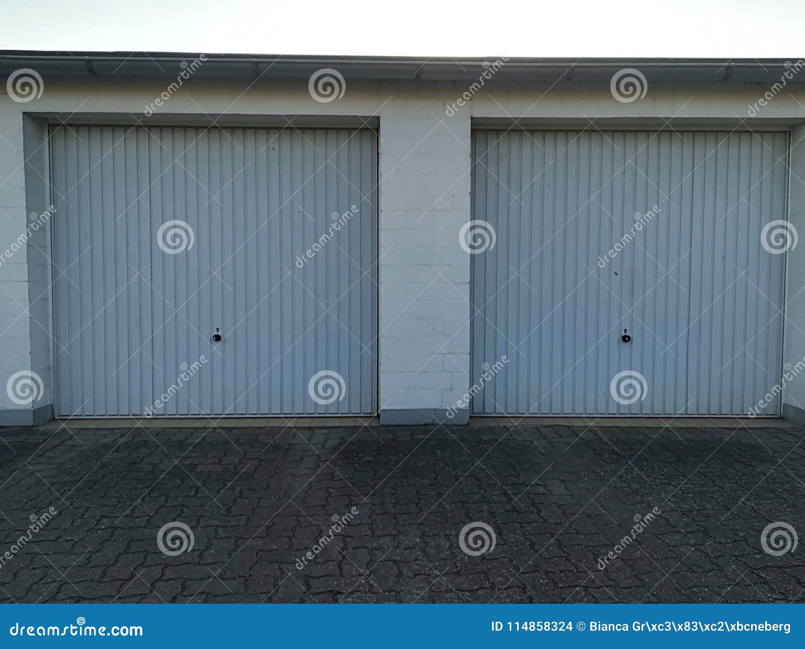 Blue Parking Garages for Cars Stock Photo - Image of garden, home ...
