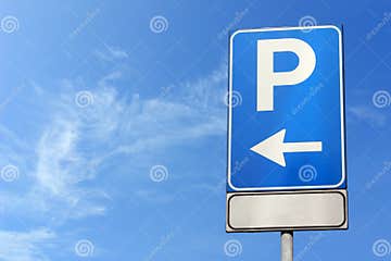 Blue parking sign stock photo. Image of arrow, garage - 13813752