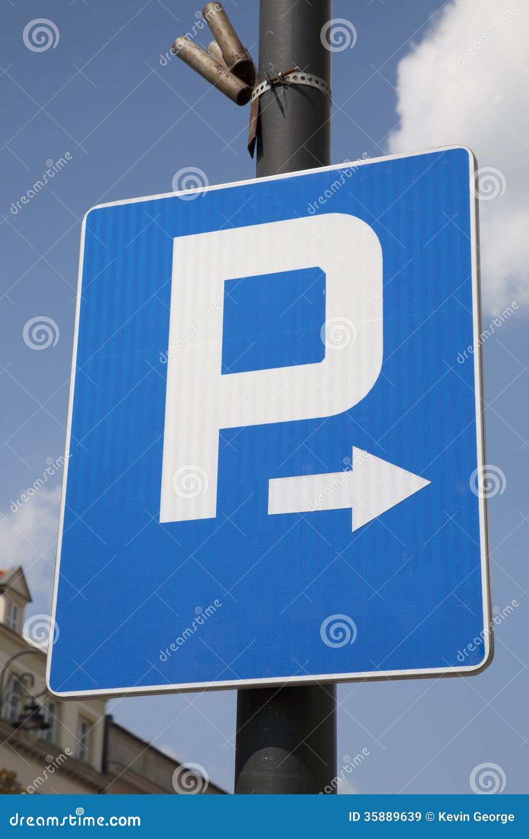 Blue Parking Sign stock image. Image of arrow, city, traffic - 35889639