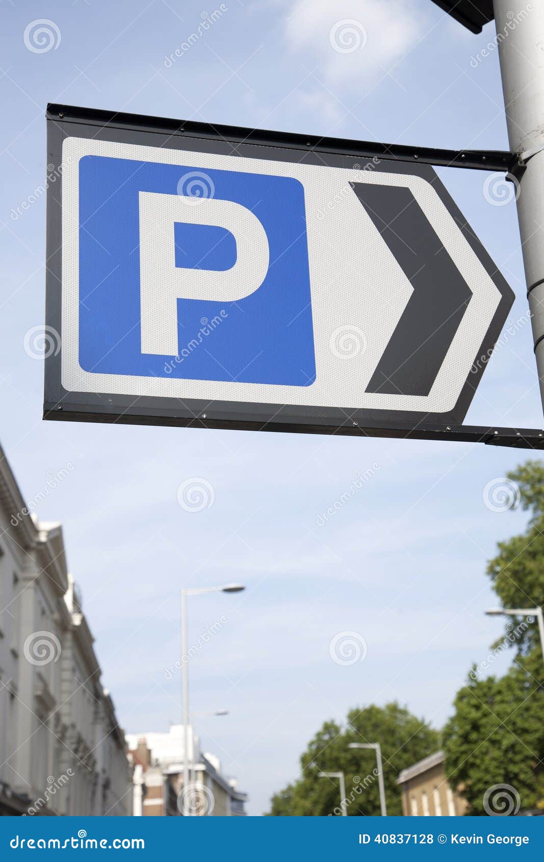 Blue Parking Sign stock photo. Image of white, building - 40837128