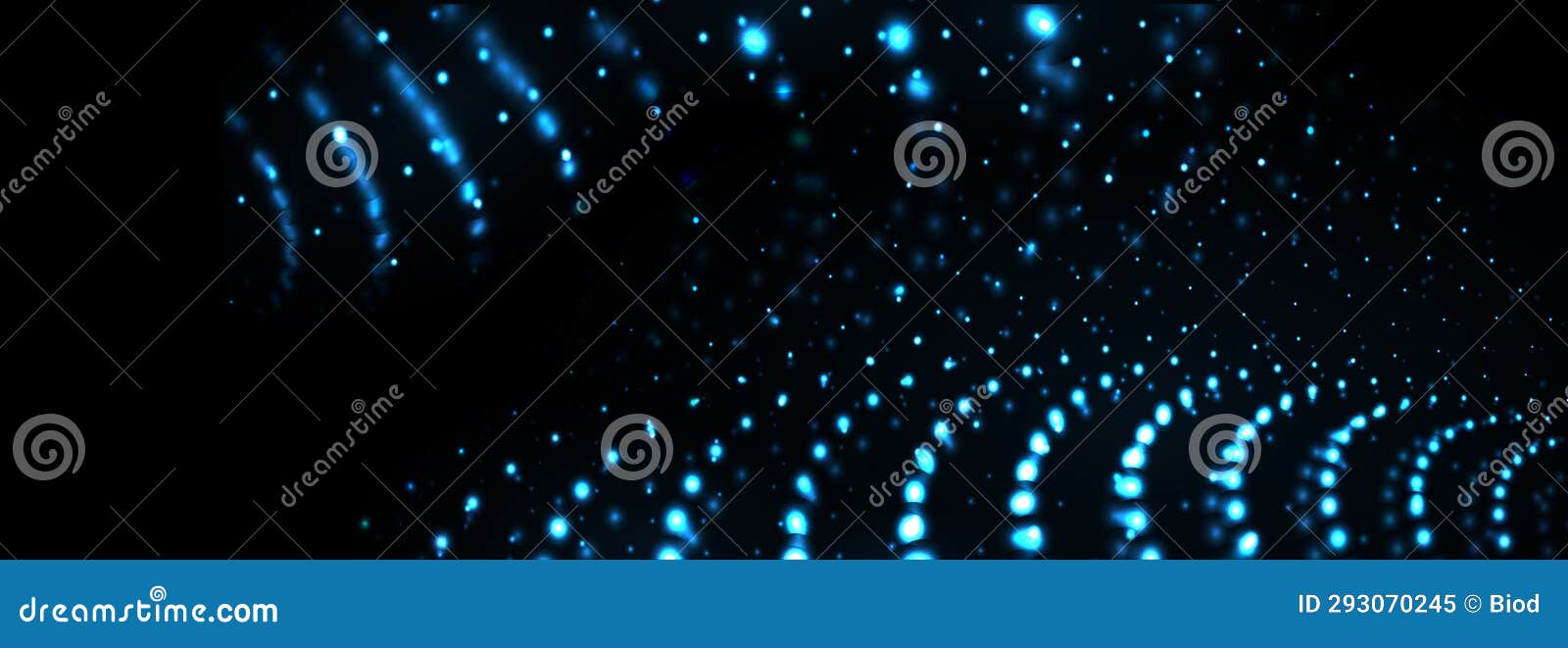 Blue Particle Dots on Dark Vector Wide Abstract Technology Banner ...