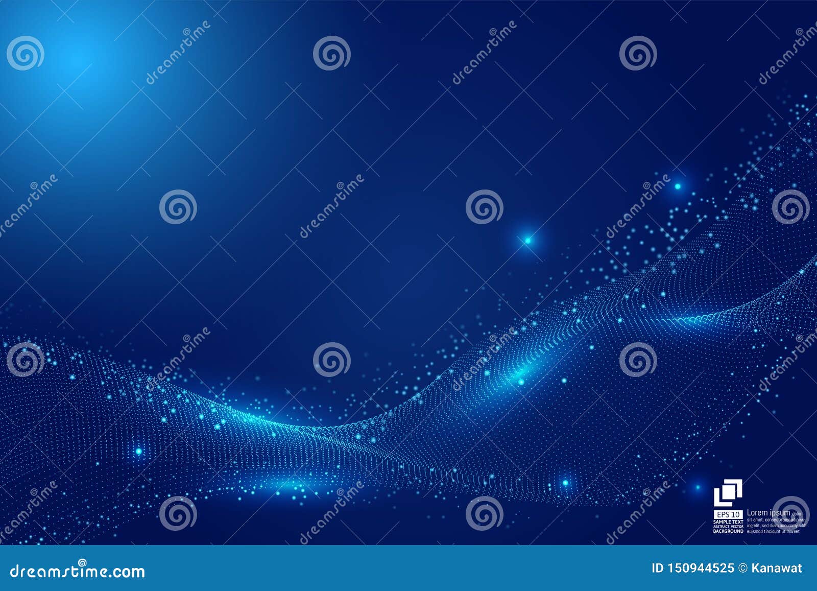 Blue Particle Line Wave Abstract Technology Background Modern Design ...