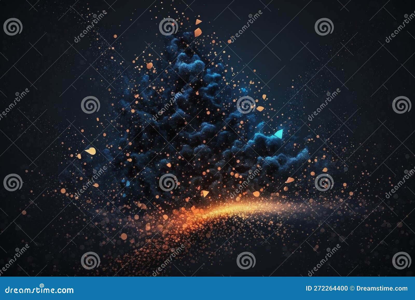 Blue Particles Artistic Background with Glitter Blue and Gold Particles ...