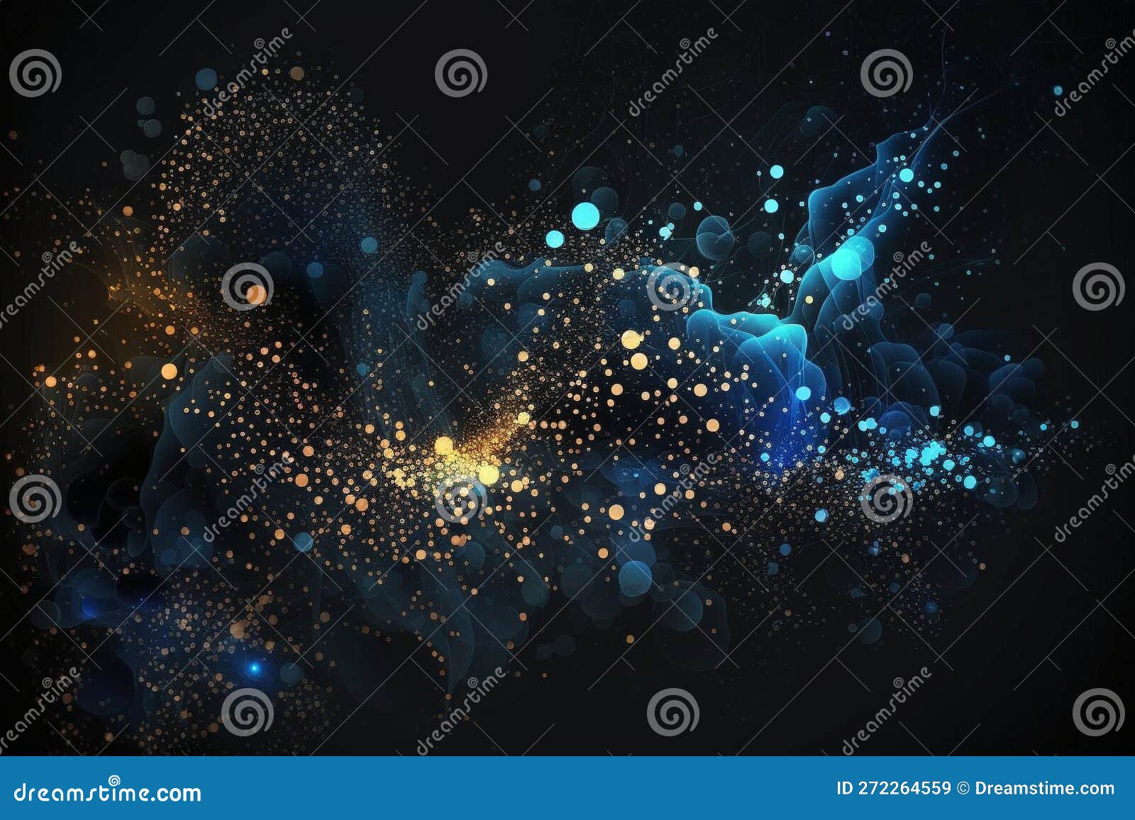 Blue Particles Artistic Background with Glitter Blue and Gold Particles ...