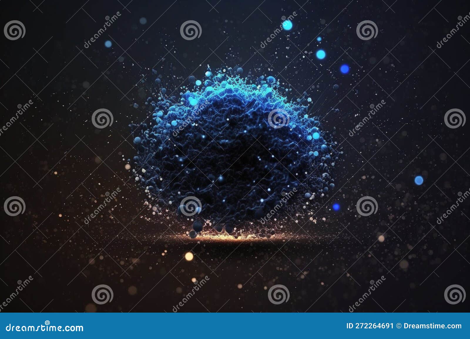 Blue Particles Artistic Background with Glitter Blue and Gold Particles ...