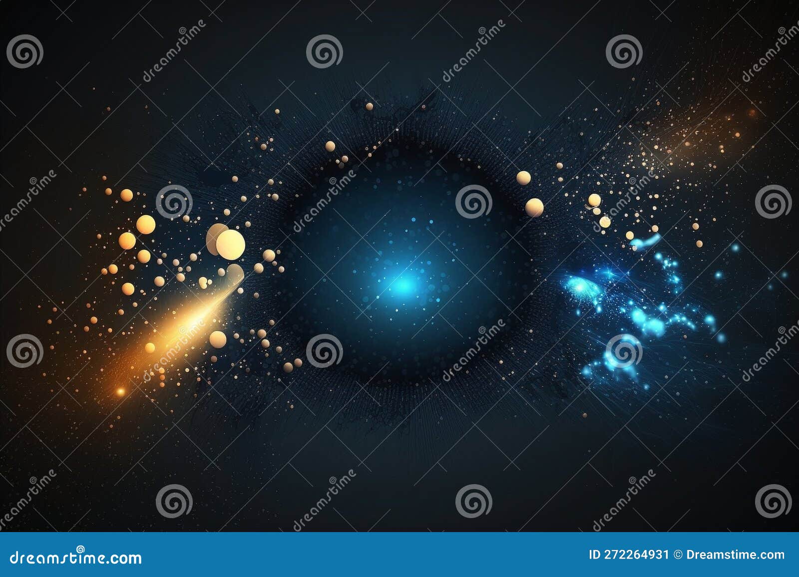 Blue Particles Artistic Background with Glitter Blue and Gold Particles ...