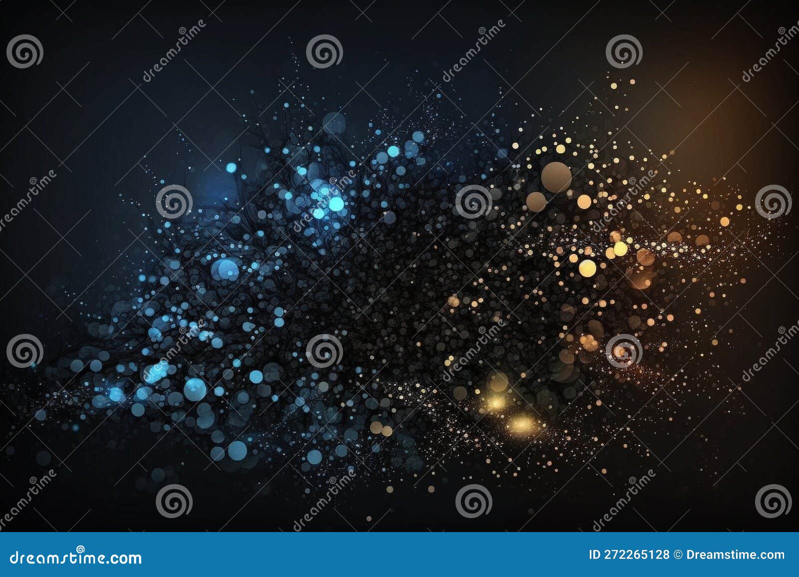 Blue Particles Artistic Background with Glitter Blue and Gold Particles ...