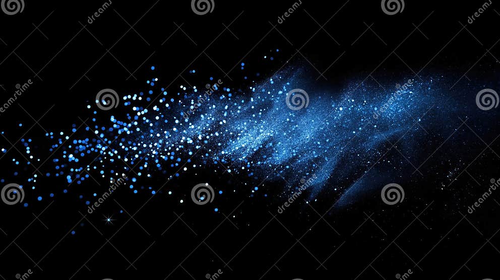 Blue Particles on Black Background Stock Illustration - Illustration of ...