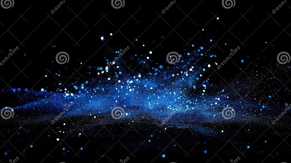 Blue Particles on Black Background Stock Photo - Image of light ...