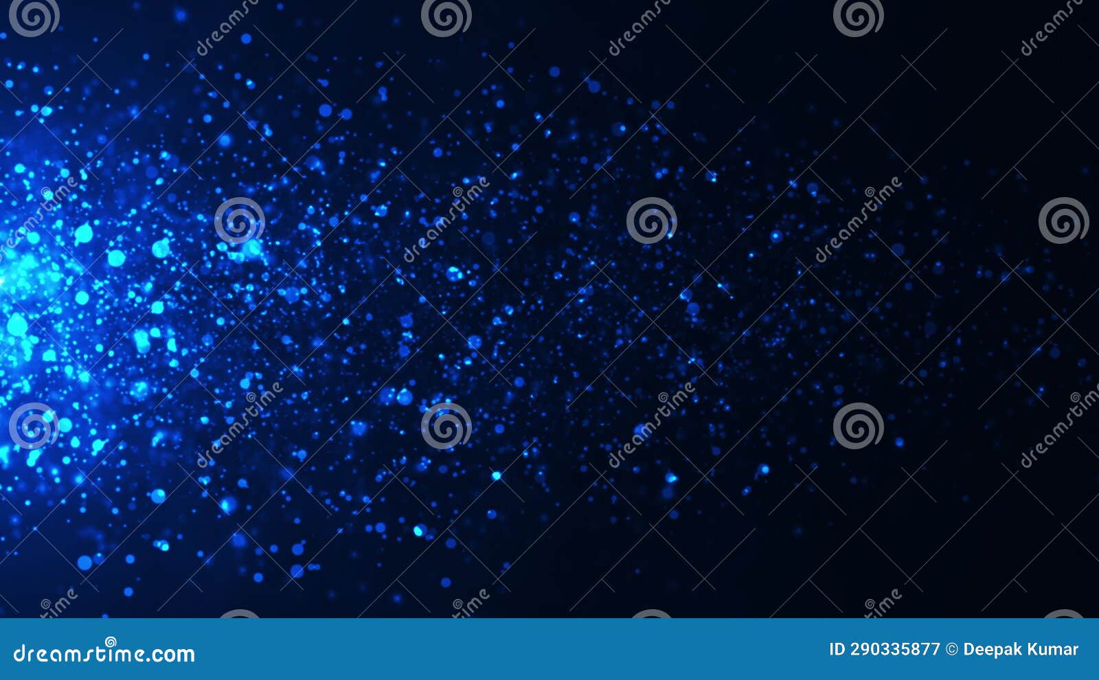 Blue Particles on Black Background. Glitter Particles. Bokeh Shiny ...