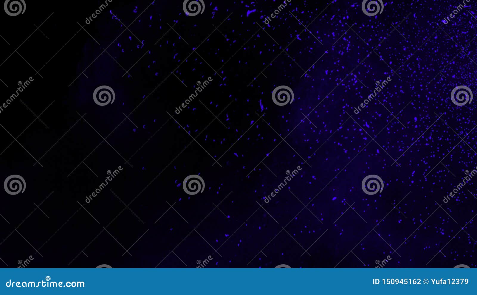 Blue Particles Effect Dust Debris Isolated on Black Background, Motion ...