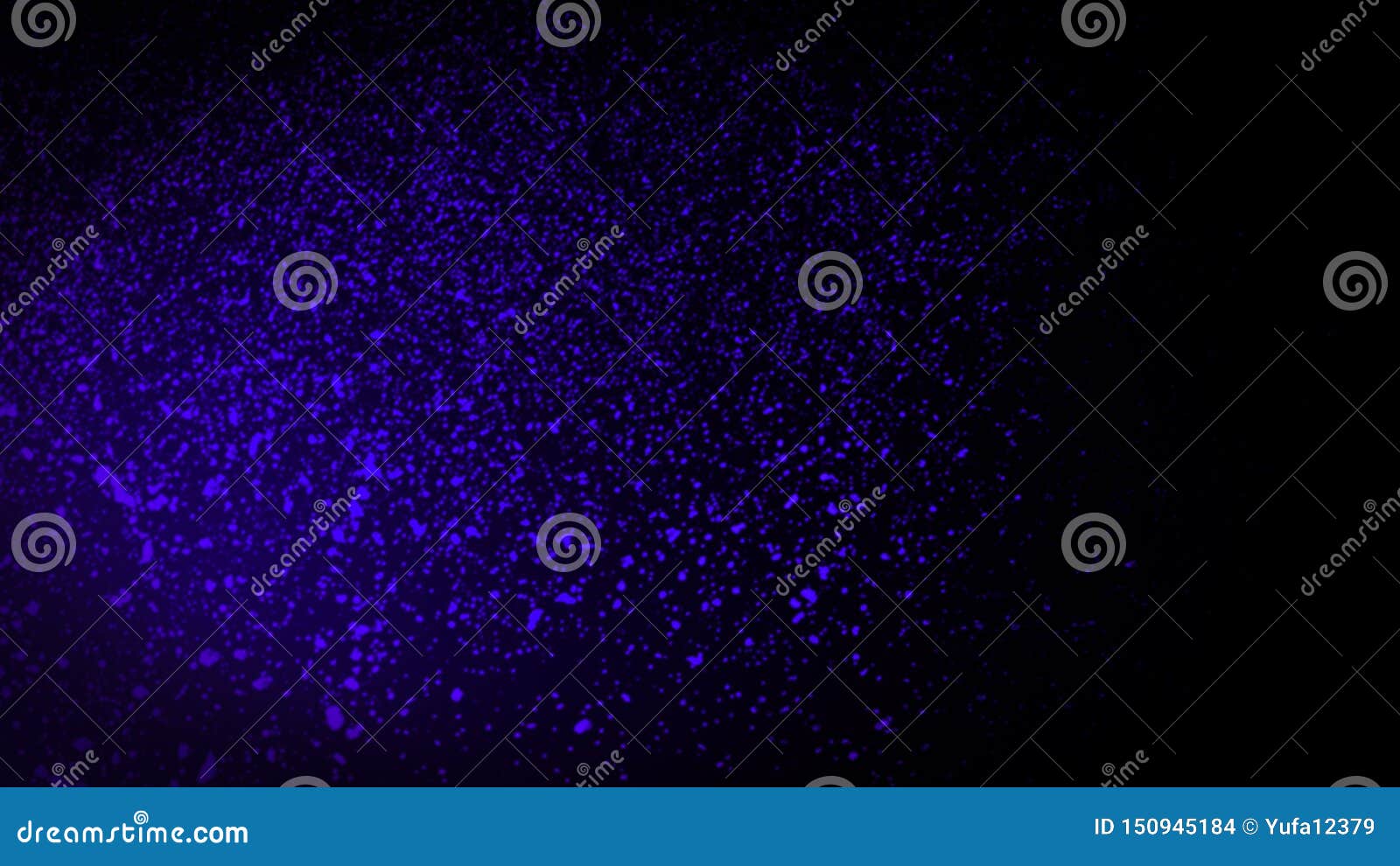Blue Particles Effect Dust Debris Isolated on Black Background, Motion ...