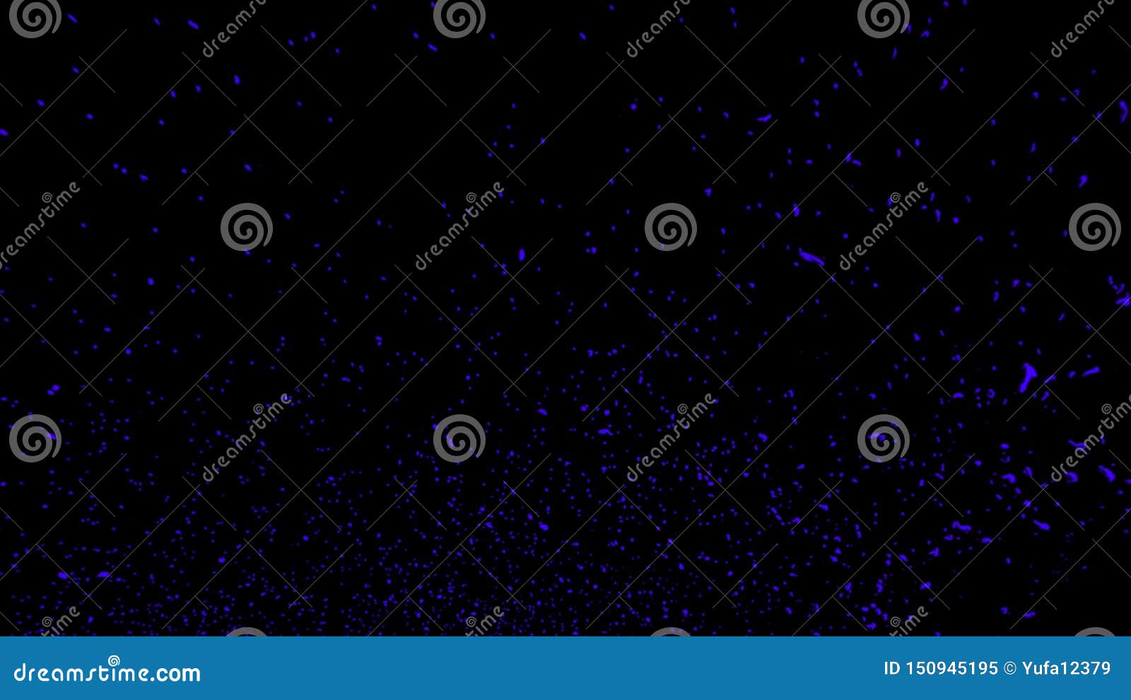 Blue Particles Effect Dust Debris Isolated on Black Background, Motion ...