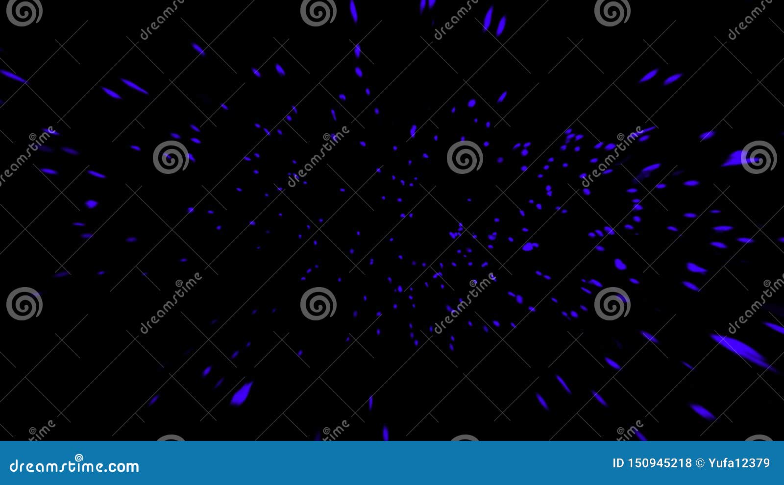 Blue Particles Effect Dust Debris Isolated on Black Background, Motion ...