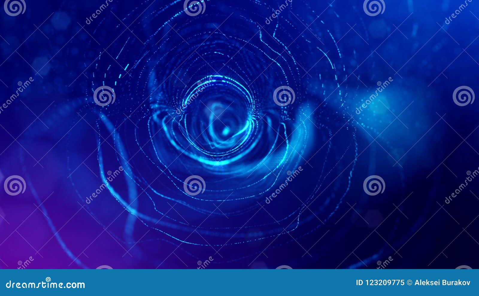 Blue Particles Form Line and Surface Grid. Microcosm or Space. 3d ...