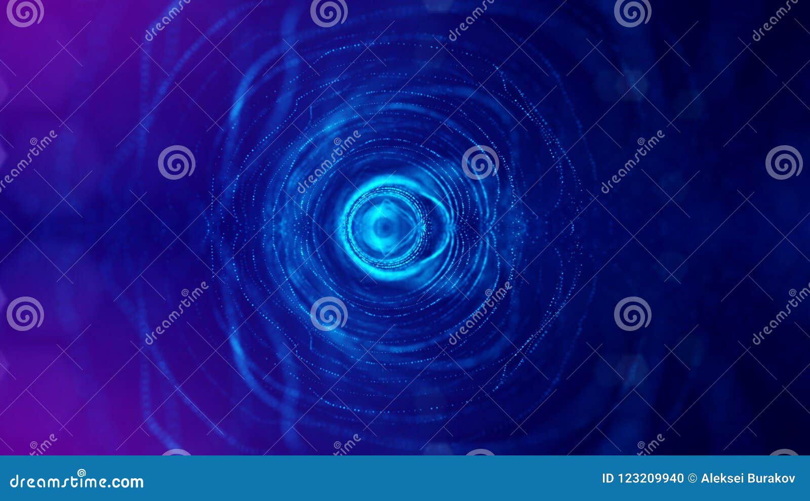 Blue Particles Form Line and Surface Grid. Microcosm or Space. 3d ...