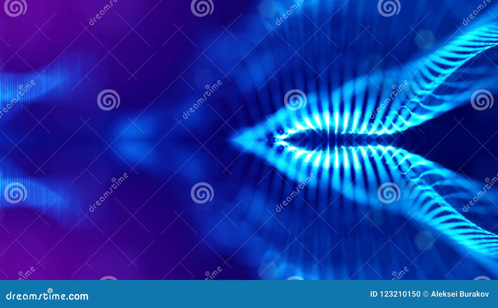 Blue Particles Form Line and Surface Grid. Microcosm or Space. 3d ...