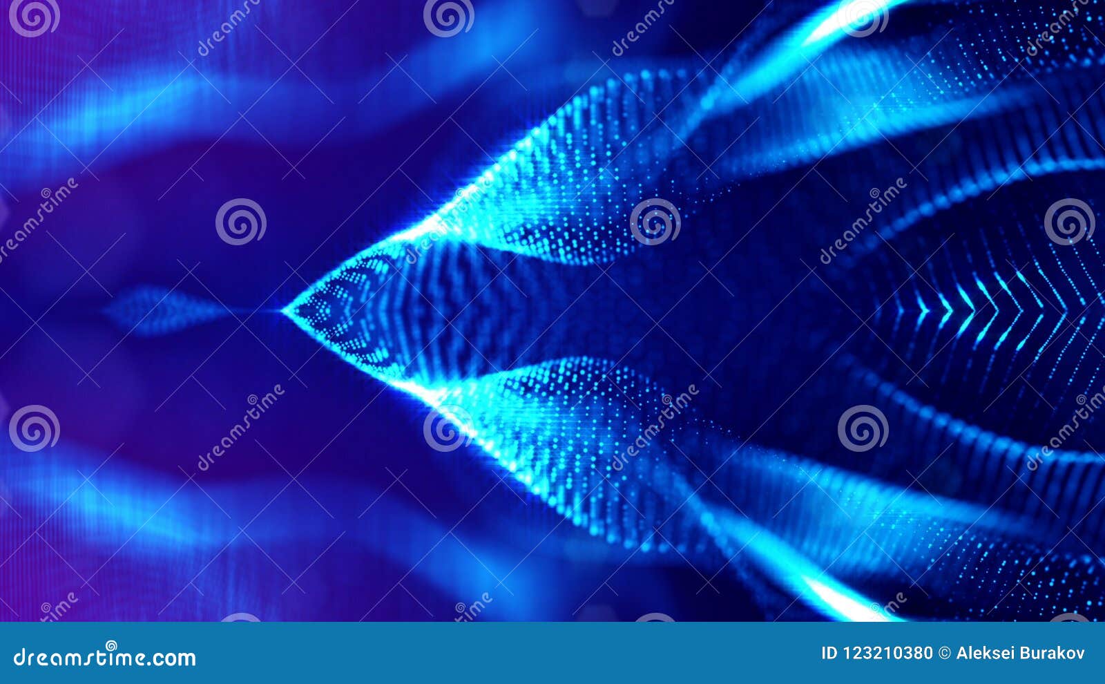 Blue Particles Form Line and Surface Grid. Microcosm or Space. 3d ...