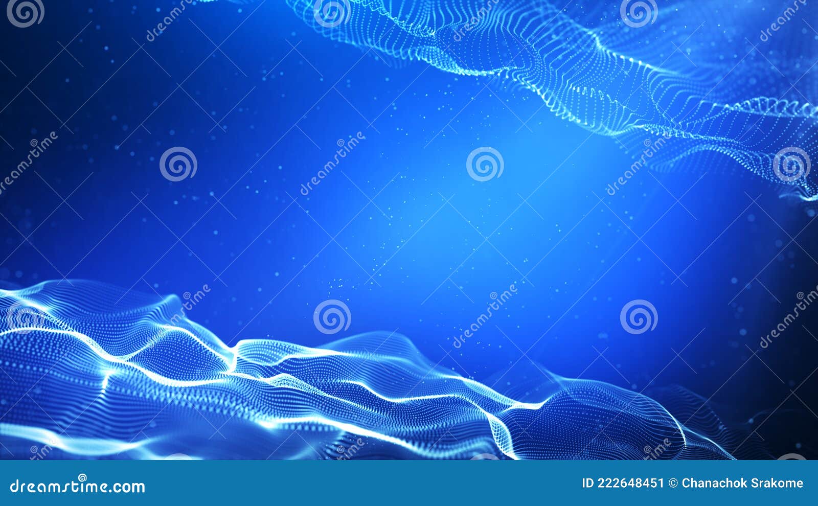 Blue Particles Wave Abstract Background with Shining Floor Particle ...