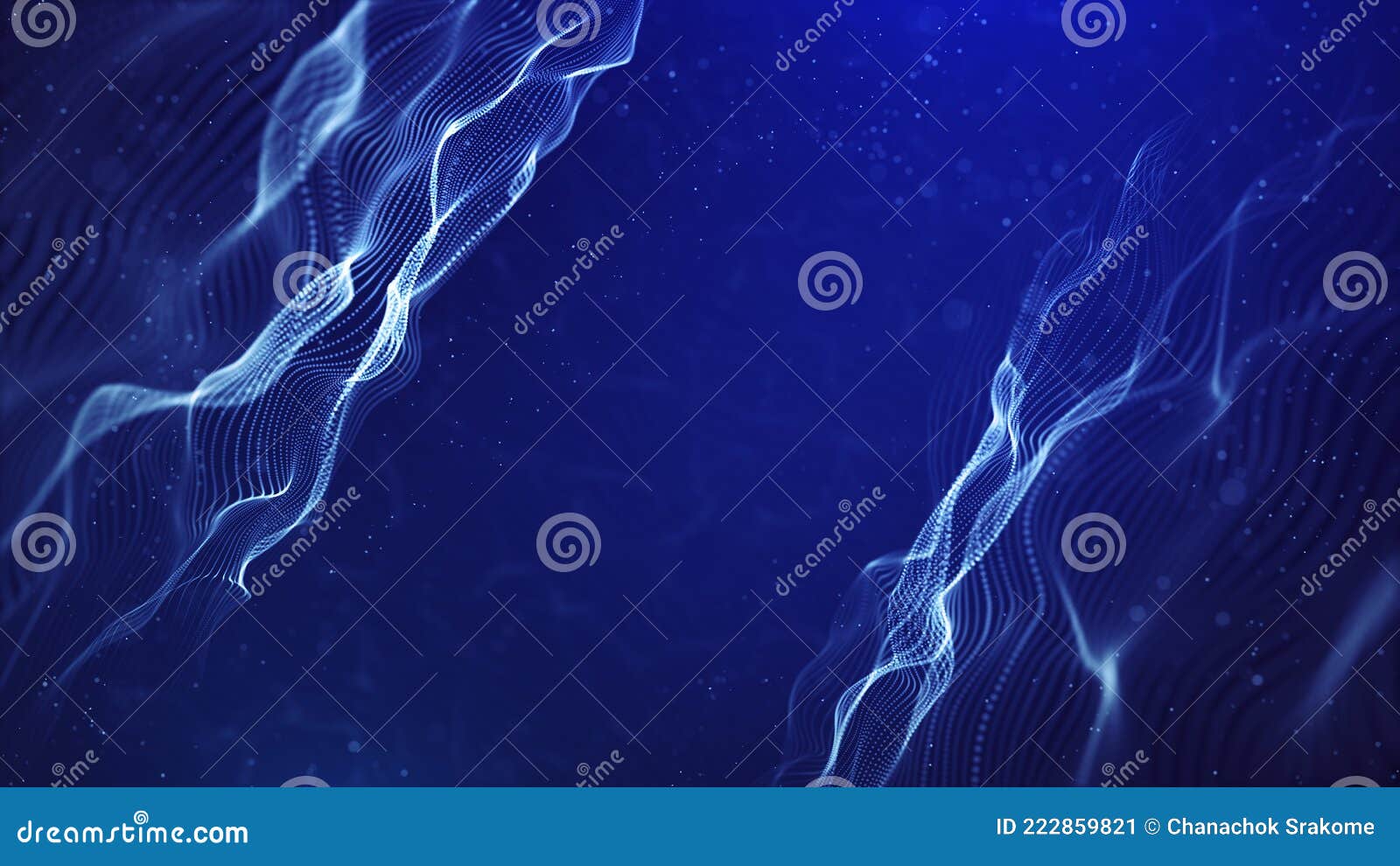 Blue Particles Wave Abstract Background with Shining Floor Particle ...