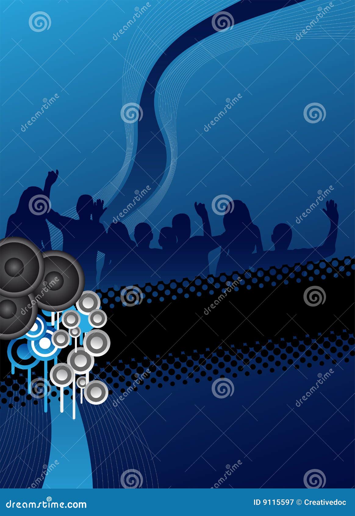 Blue party flyer stock vector. Illustration of color, shining - 9115597