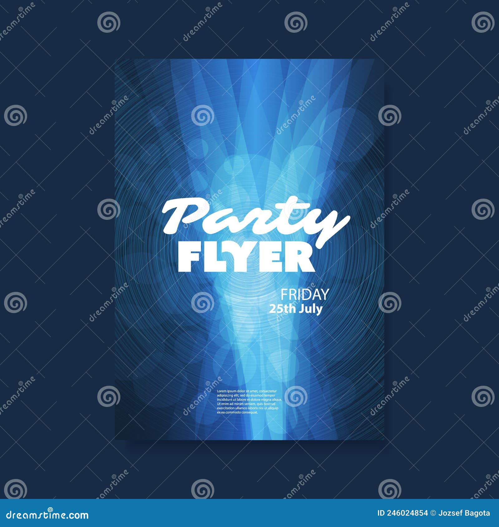 Blue Party Flyer or Cover Design with Blurred, Waves and Abstract ...