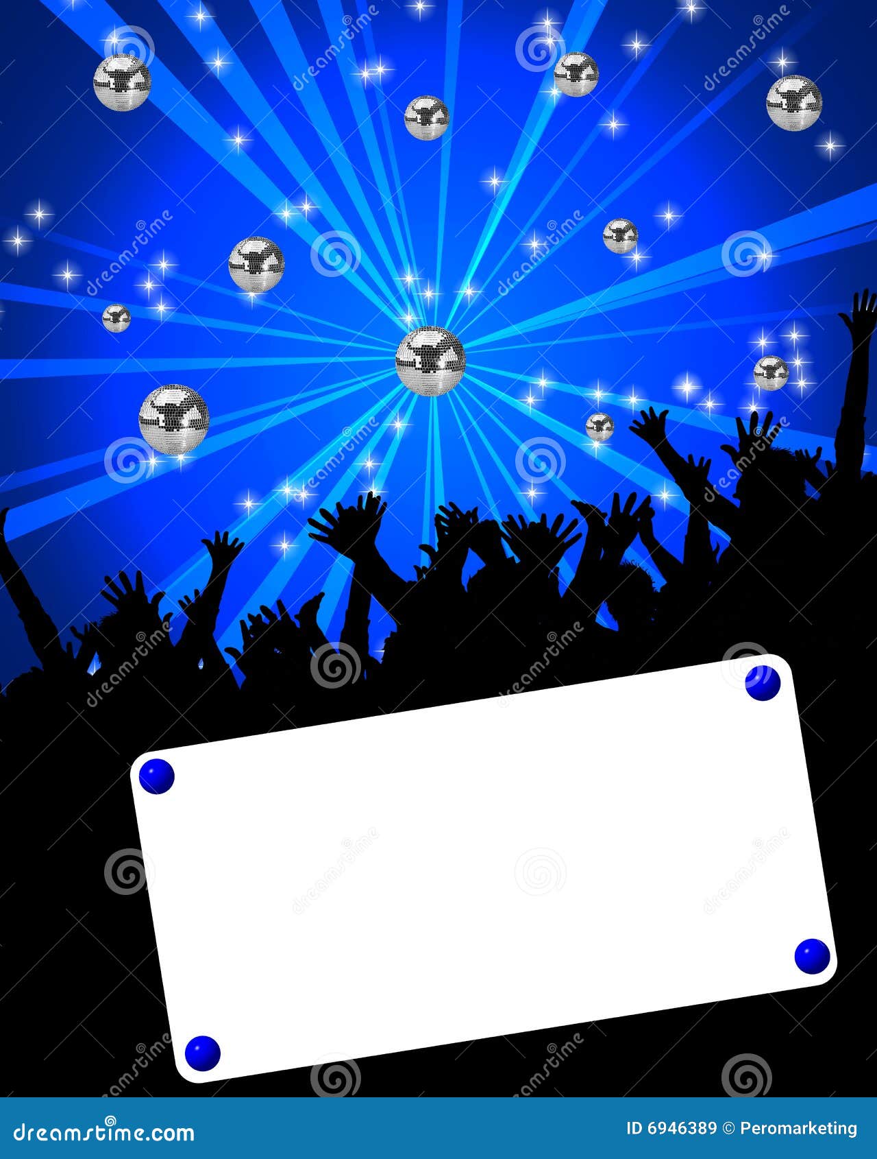 Blue Party Placard stock illustration. Illustration of discoballs - 6946389