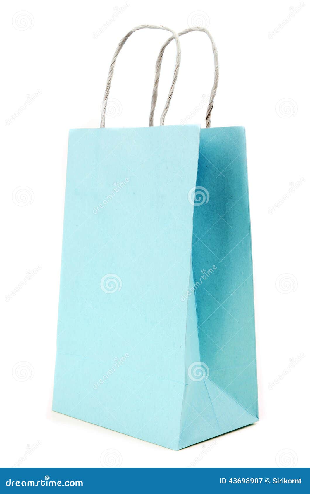 Blue Paste Paper Bag on White Background Stock Image - Image of burden ...