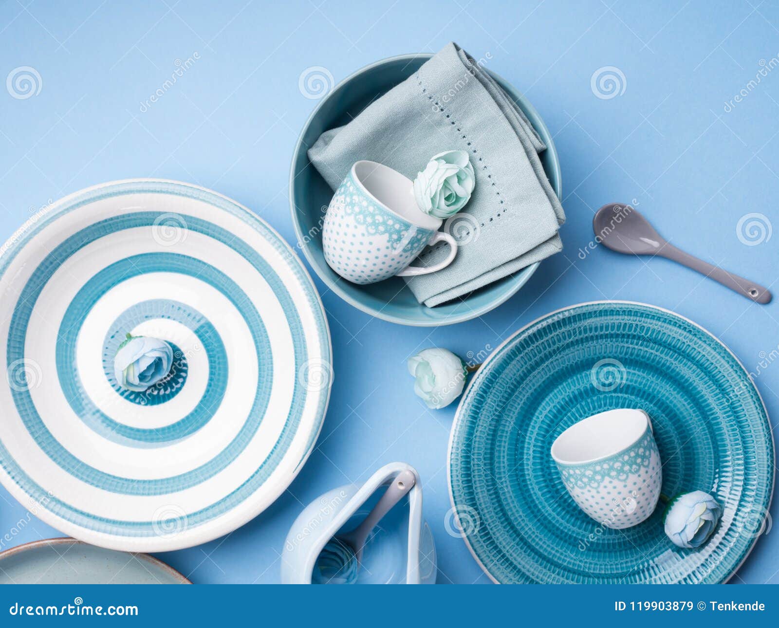 Blue Pastel Ceramic Tableware Crockery Stock Image - Image of design ...