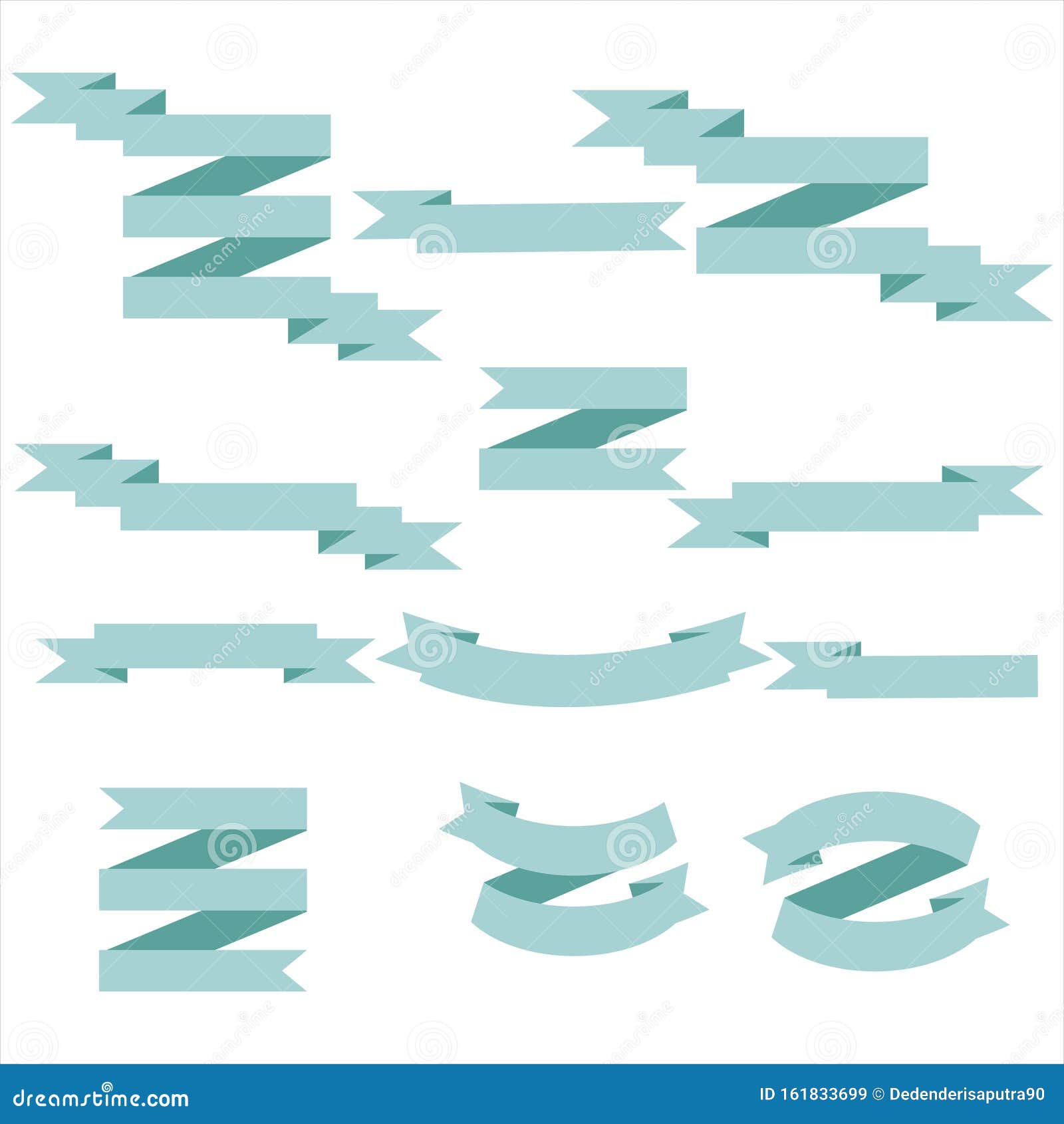 Blue Pastel Ribbon Set in Isolated White Background, Vector ...