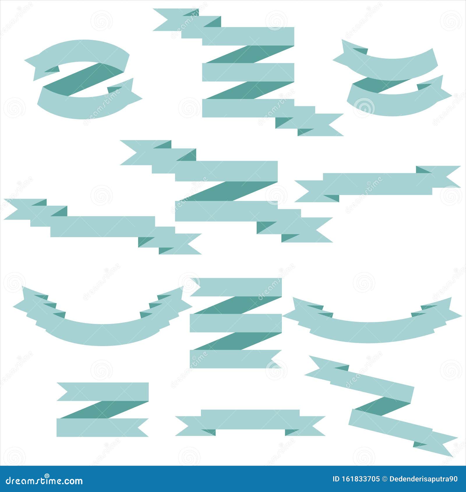 Blue Pastel Ribbon Set in Isolated White Background, Vector ...