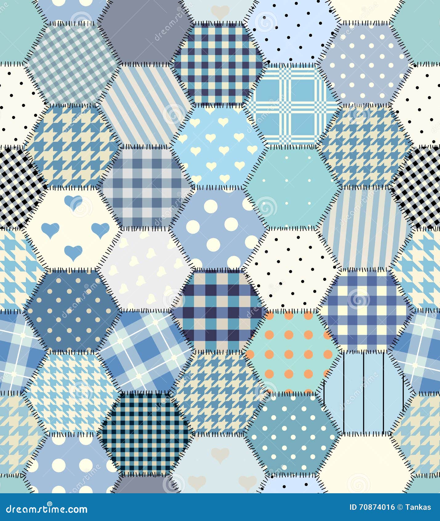 Blue Patchwork Wall Tiles: Pictorial Fabrics And Ornamental Details ...