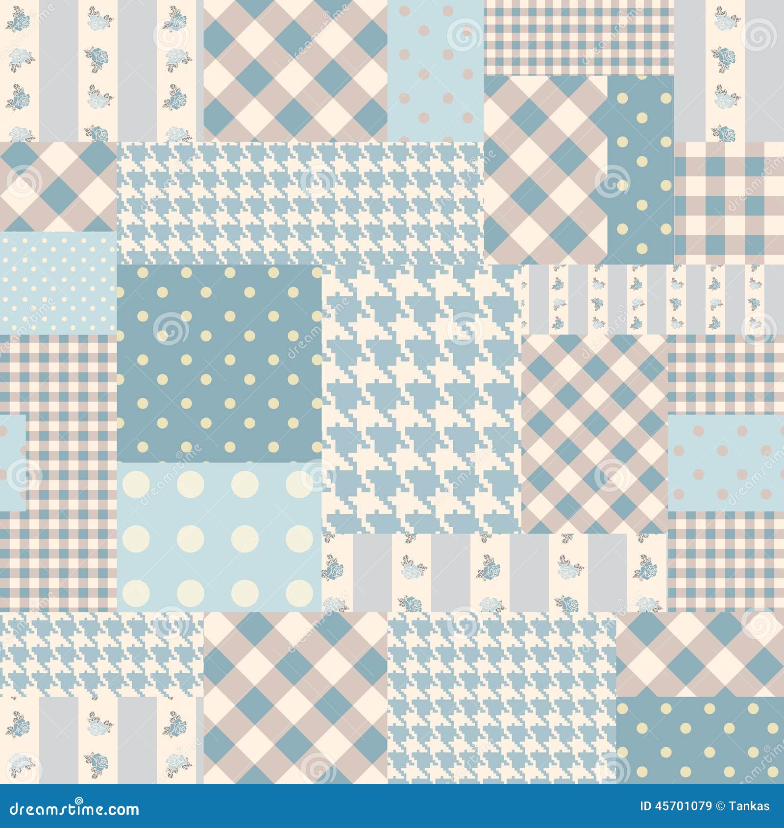 Blue Patchwork Wall Tiles: Pictorial Fabrics And Ornamental Details ...