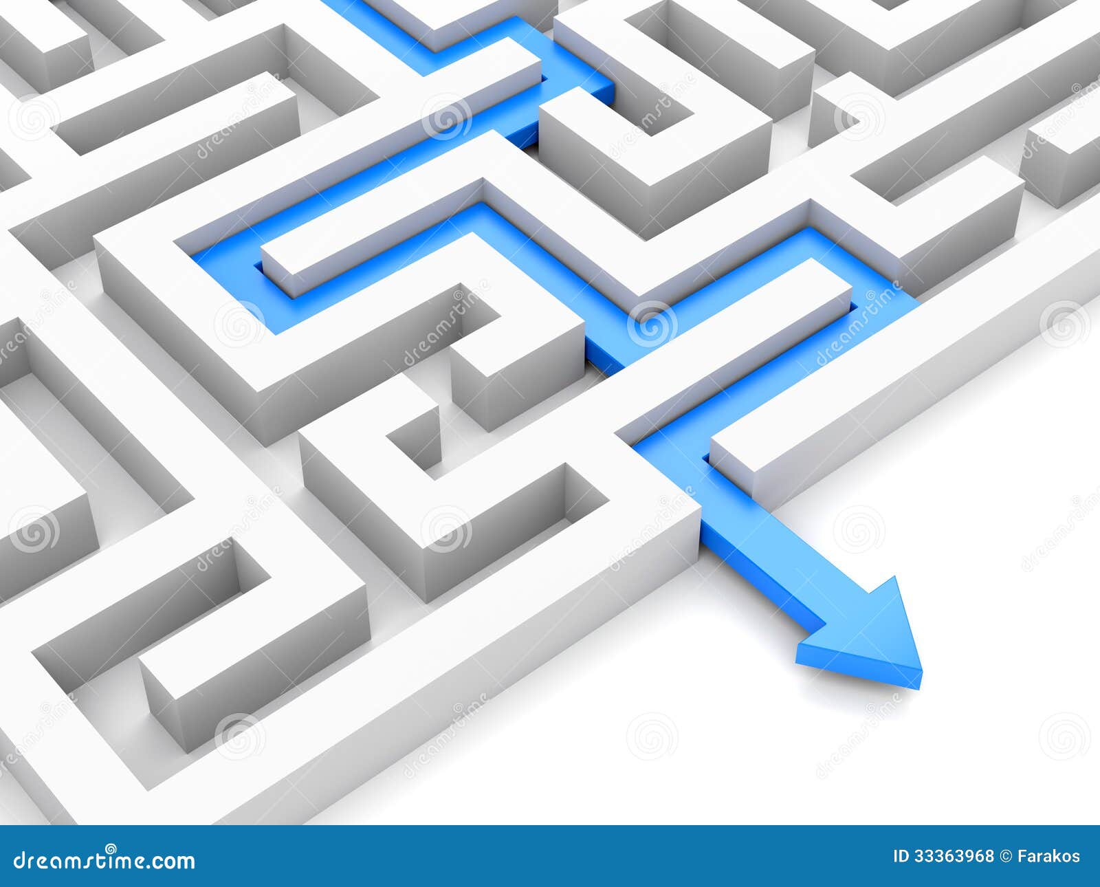 Blue path across labyrinth stock illustration. Illustration of ...