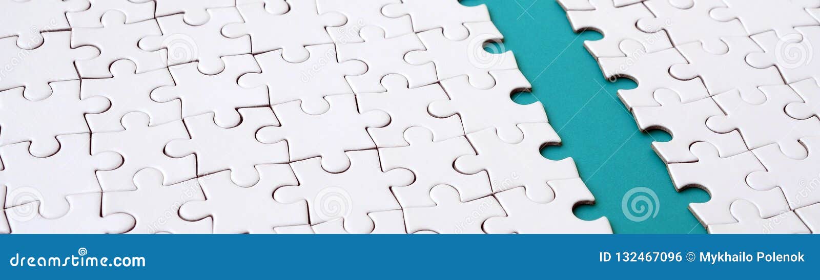 The Blue Path is Laid on the Platform of a White Folded Jigsaw Puzzle ...