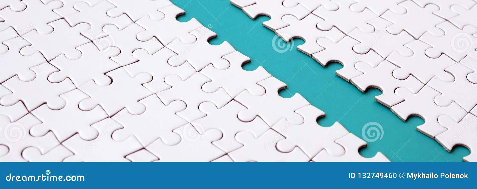 The Blue Path is Laid on the Platform of a White Folded Jigsaw Puzzle ...